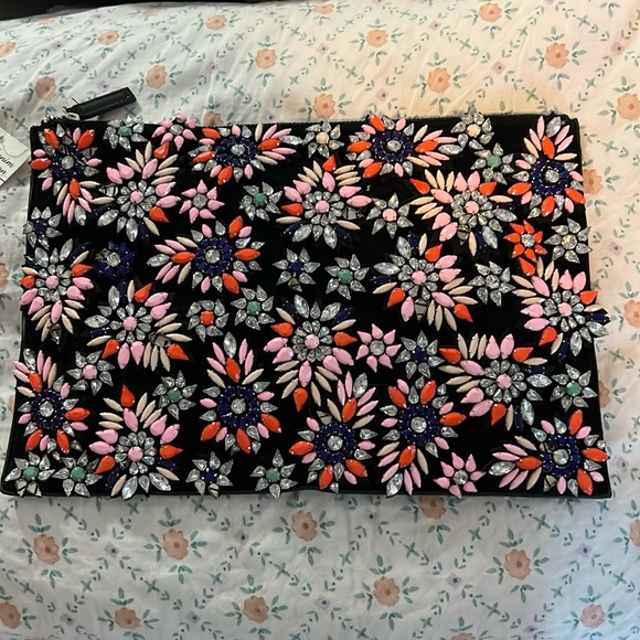 Denim and Diamonds | Bags | Sparkly Colorful Flower Gem Clutch | Poshmark